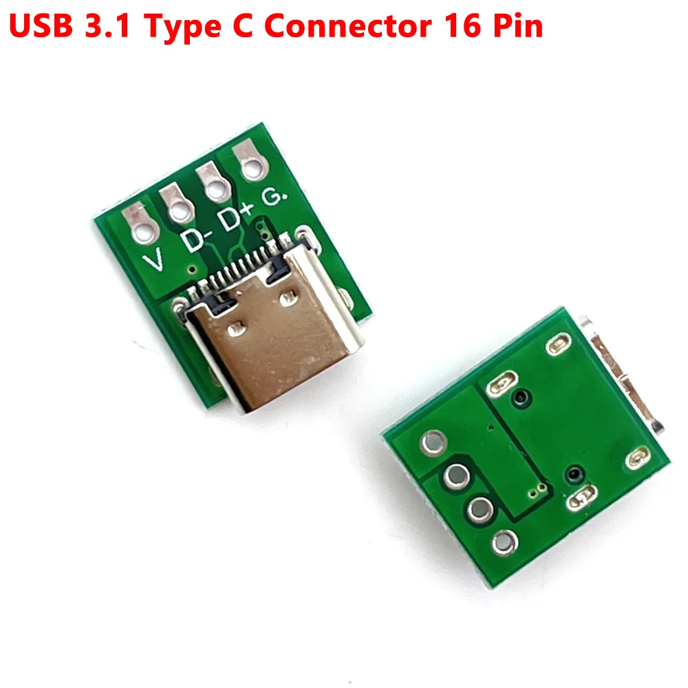 1-10Pcs-USB-3-1-Type-C-Connector-16-Pin-Test-PCB-Board-Adapter-16P ...