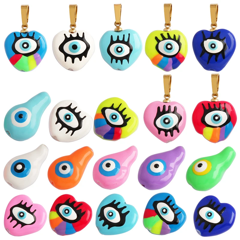 Trendy-Unique-Colourful-Turkish-Evil-Luck-Eye-Charm-Pendant-Love-Heart ...