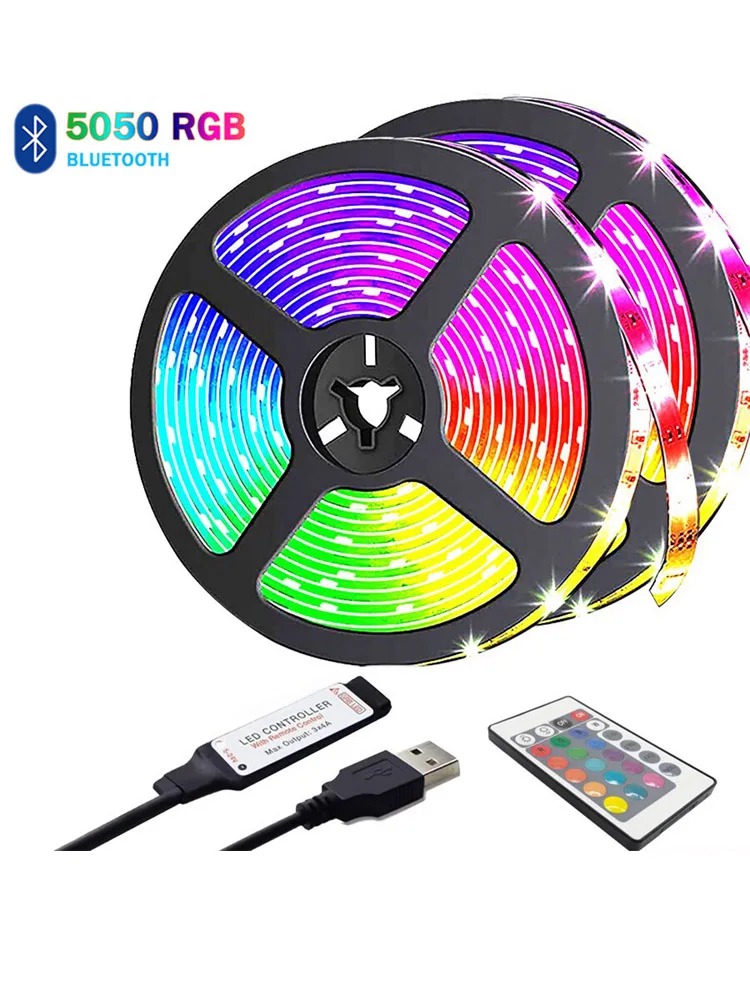 RGB-5050-Bluetooth-LED-Light-Strip-5V-USB-Infrared-Remote-Control ...