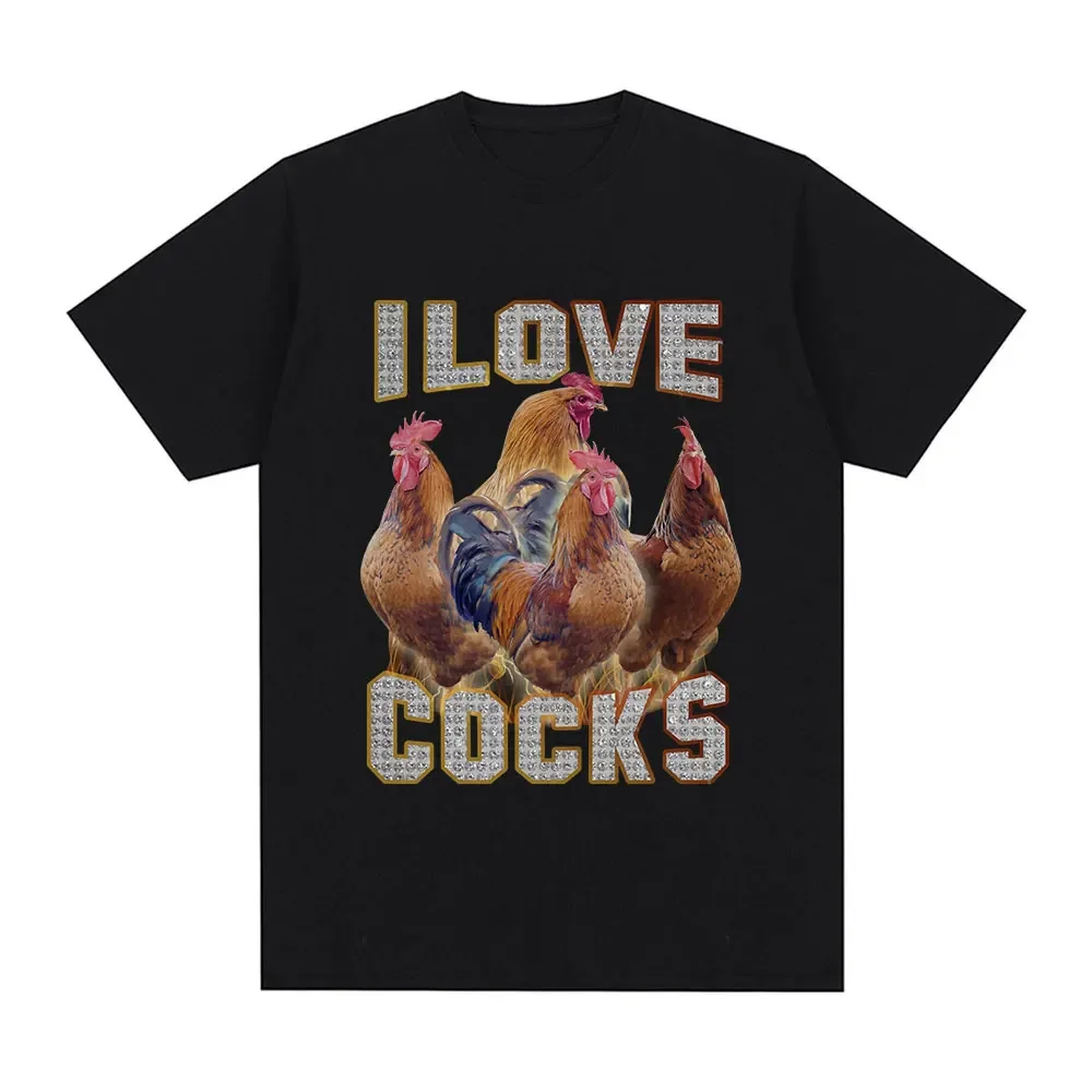 I-Love-Cocks-camiseta-divertida-para-mujer-camiseta-de-manga-corta-para-entusiastas-del-pollo ...