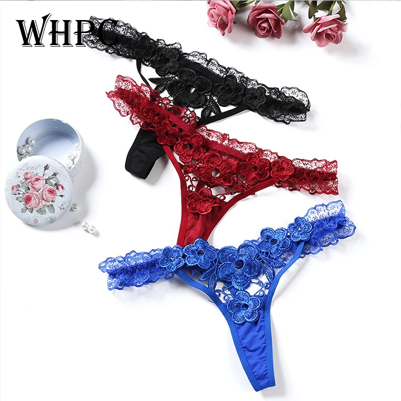 Frauen Sexy Spitze Höschen Damen Höhlte Out Unterwäsche Weibliche Floral Stickerei Dessous Low ...