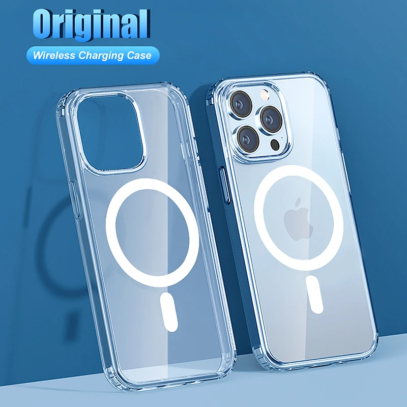 Funda de carga inalámbrica Magsafe para iPhone 14 13 12 11 Pro Max Mini 7 8 Plus SE 2020 X XR XS ...