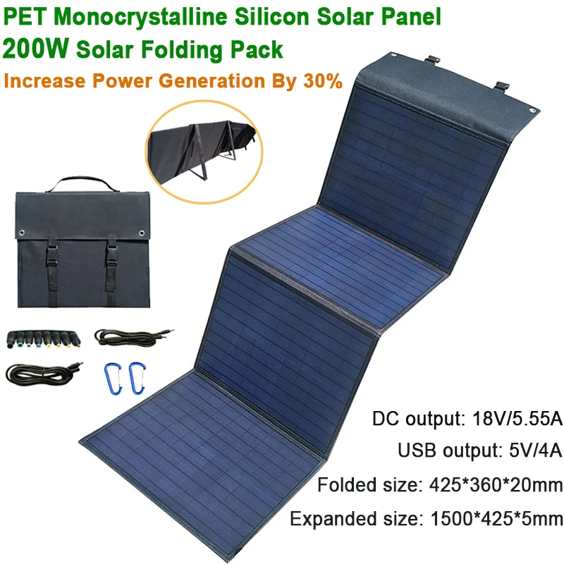 Bolsa-plegable-con-Panel-Solar-de-200W-dispositivo-de-carga-de-salida ...