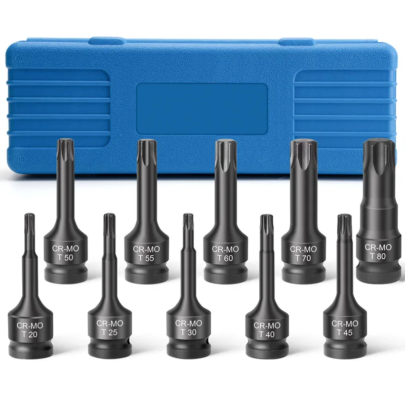 Drive Impact Torx Bit Set,Star Bit Sockets,Heavy Duty, Grade, Cr-Mo ...