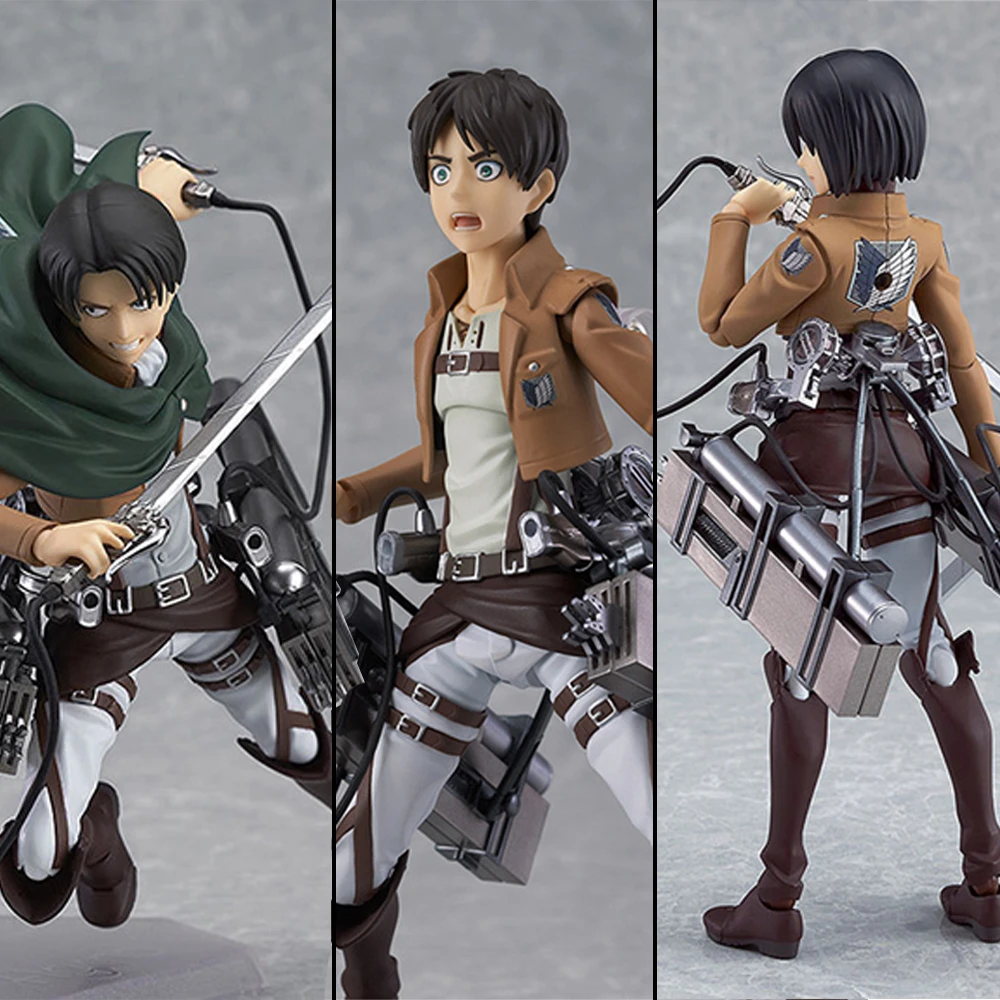 Attack on Titan Figma 207 Eren Jaeger 203 Mikasa Ackerman 213 Levi Ackerman Action Figure Joint ...