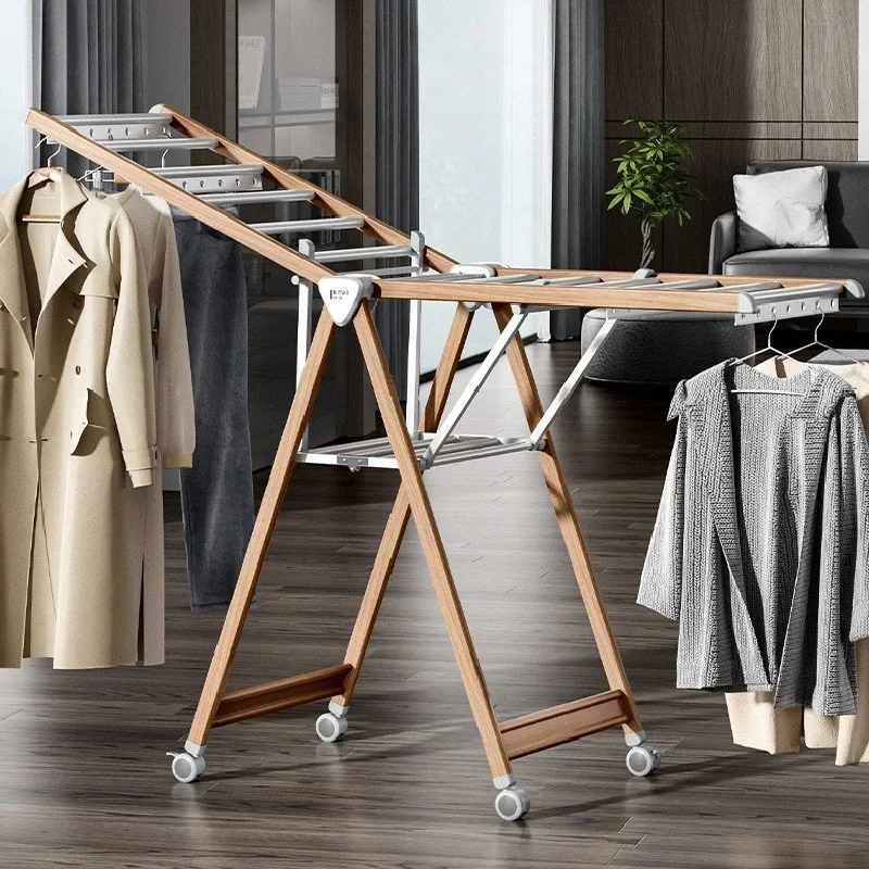 Indoor-Hangers-for-Clothes-Aluminum-Alloy-Material-Clothes-Rack-Wood ...