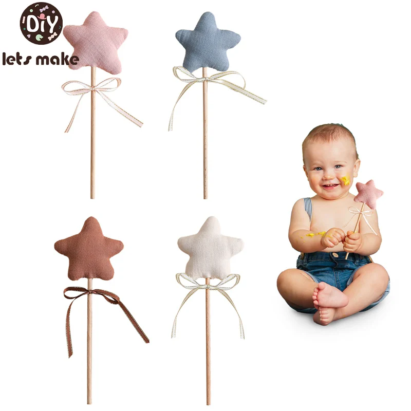 1PC Baby Rattle Toy Beech Wooden Star Wooden Magic Wand Wood Teething ...