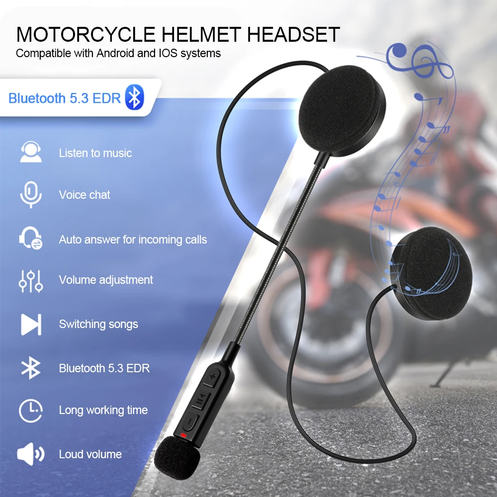 Motorcycle Helmet Headset Bluetooth 5.3 Waterproof Moto Headphone ...