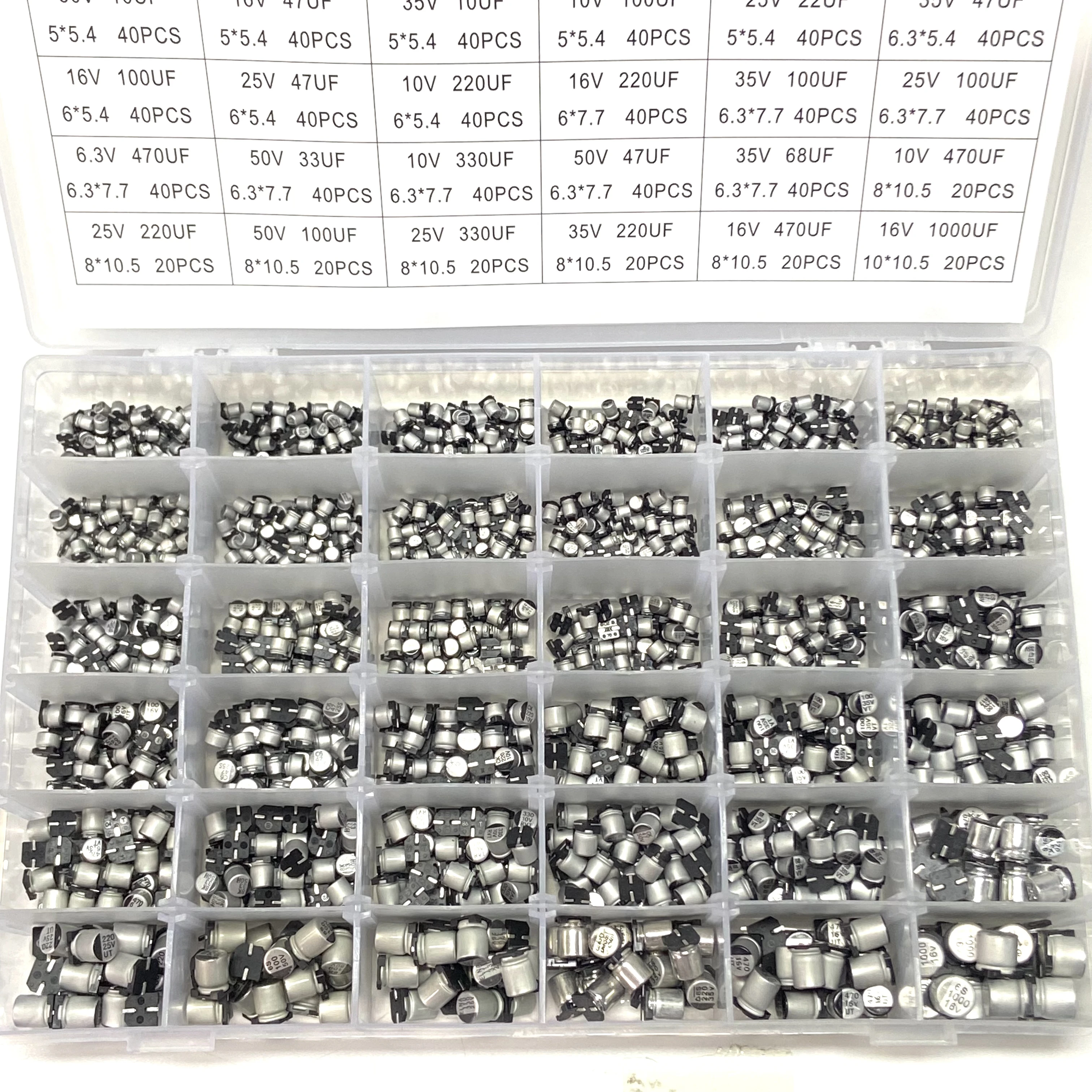 1500PCS SMD Chip Aluminum Electrolytic Capacitors Sample Box 36values ...
