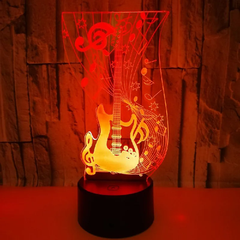Musical Instruments LED Light Guitar Shape 3D Acrylic Lamp Bedroom LED ...