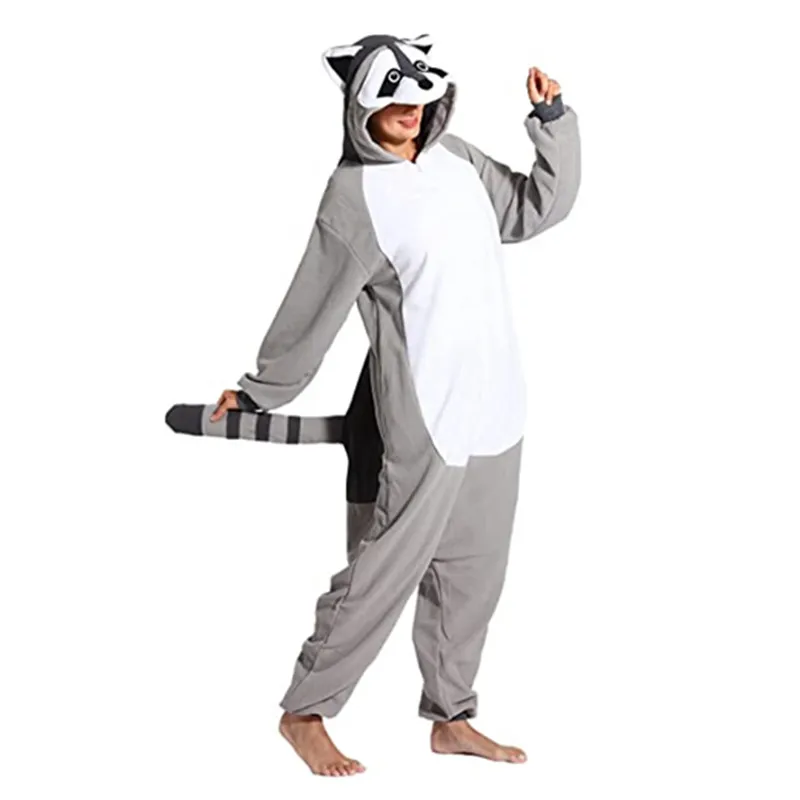 Gray-Raccoon-Kigurumi-Onesies-Anime-Cartoon-Women-Men-Pajamas-Halloween ...