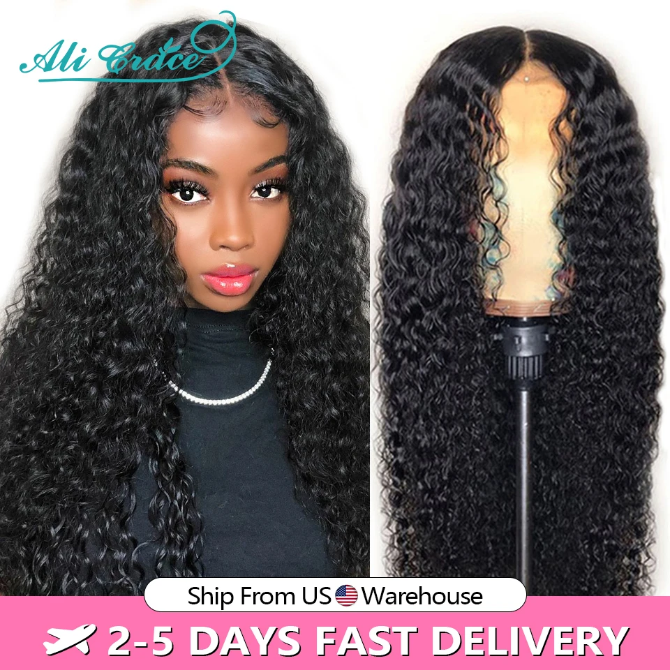 Ali Grace Wigs Brazilian Kinky Curly Human Hair Wigs Pre Plucked 13x6 ...