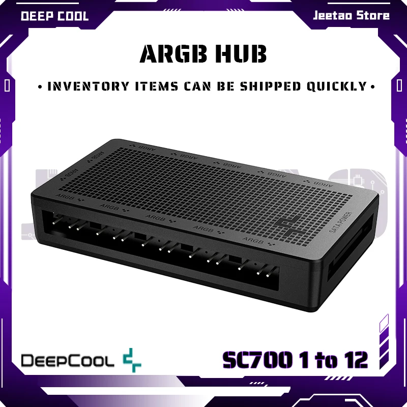 DEEPCOOL SC700 Light Effect 5V 3PIN ARGB Hub 84mm Black 1 Pair 12 Light ...
