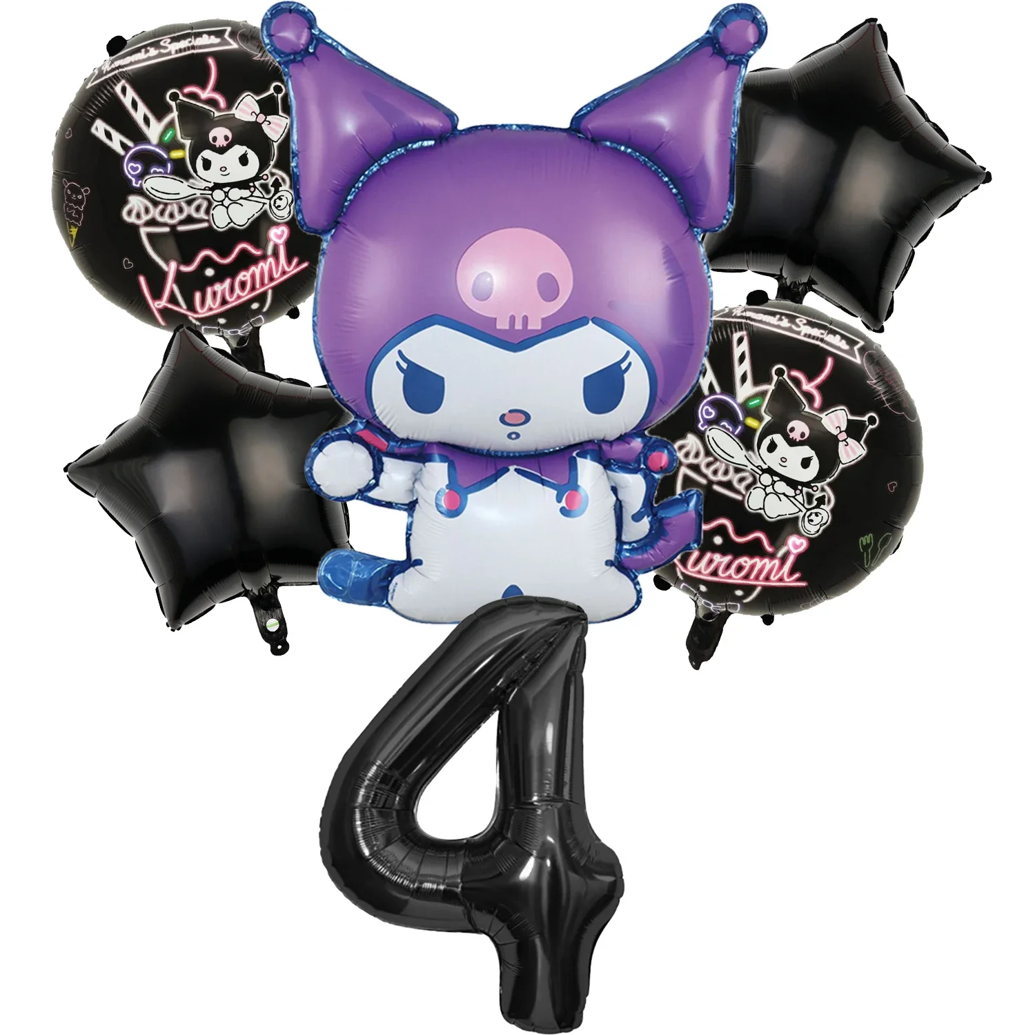 Kuromi-Conjunto de globos de cumpleaños para niñas, decoración de fiesta, globos con números ...