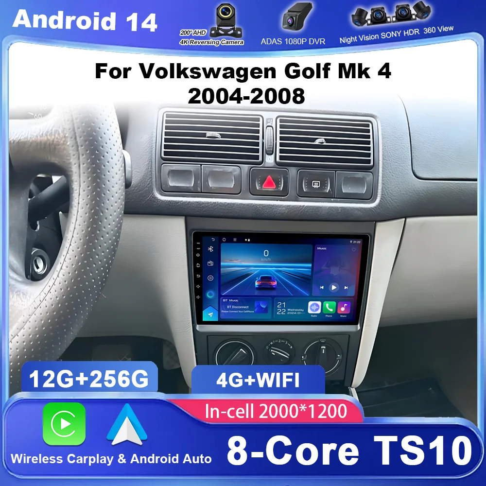 Carplay Android For Volkswagen Golf Mk 4 2004-2008 Car Radio Video ...