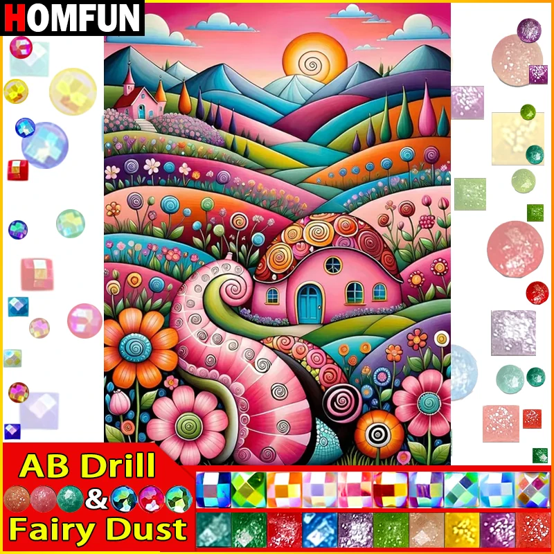 HOMFUN-Fairy-Dust-AB-DIY-5D-Diamond-Painting-Scenery-House-Flower-Full-Diamond-Embroidery-Sale ...