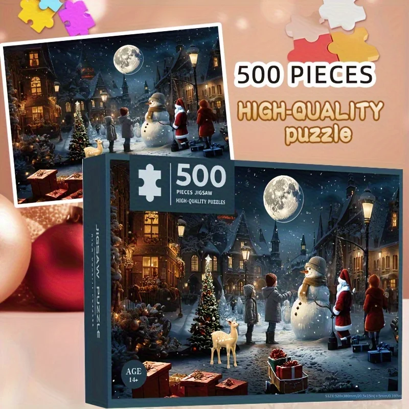 500pcs Christmas Jigsaw Puzzle 20.5x15 Inch (52x38cm) - Premium White ...
