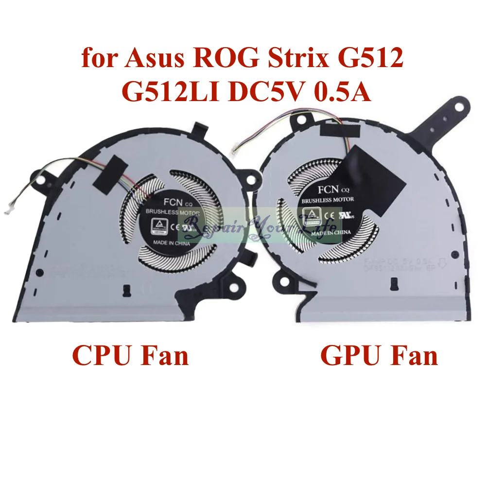 DC5V G512LI G531GT G531GU laptopa CPU GPU wentylatory dla Asus ROG Strix g512li bi7n10 13NR01L0T02111 13NR01L0T01011 Hot AliExpress