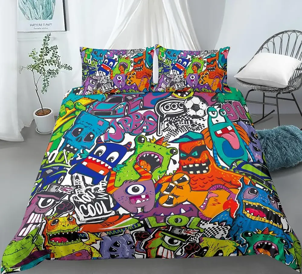 Bedding-Set-for-Baby-Kids-Child-3D-Cartoon-Graffiti-Crib-Duvet-Cover ...