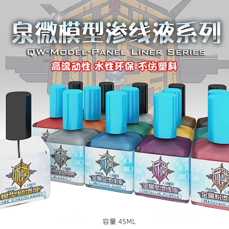 QW-Model 45ML Water-Soluble Panel Liner Basic Metal Color Highlighting ...