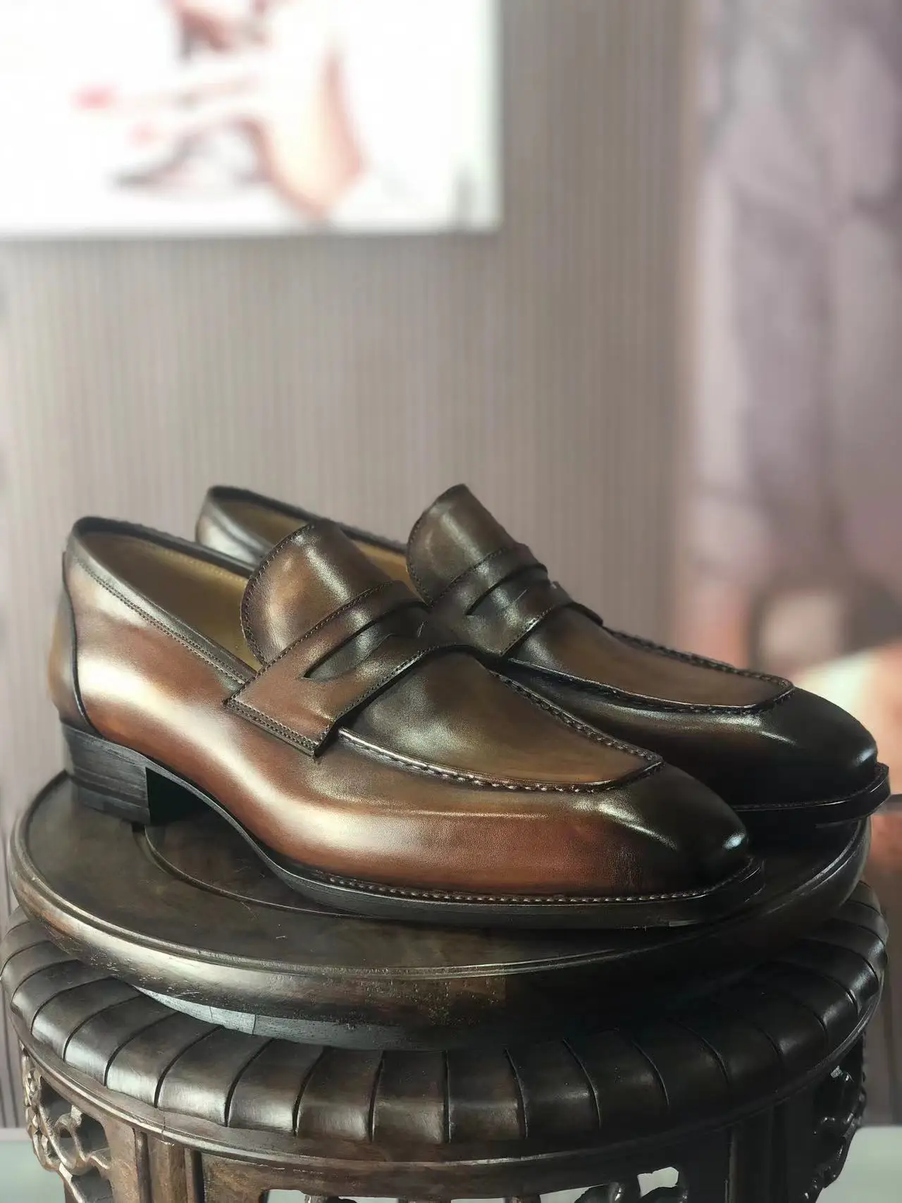 Cie ML12 Fiddle-Back /Beveled Waist Loafer With Metal Toe Men's Leather ...