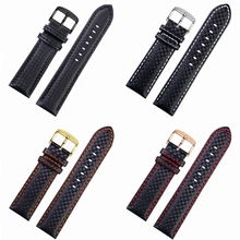 Carbon Fiber Pattern Leather Watch Strap Men's Accessories 18mm 20mm ...