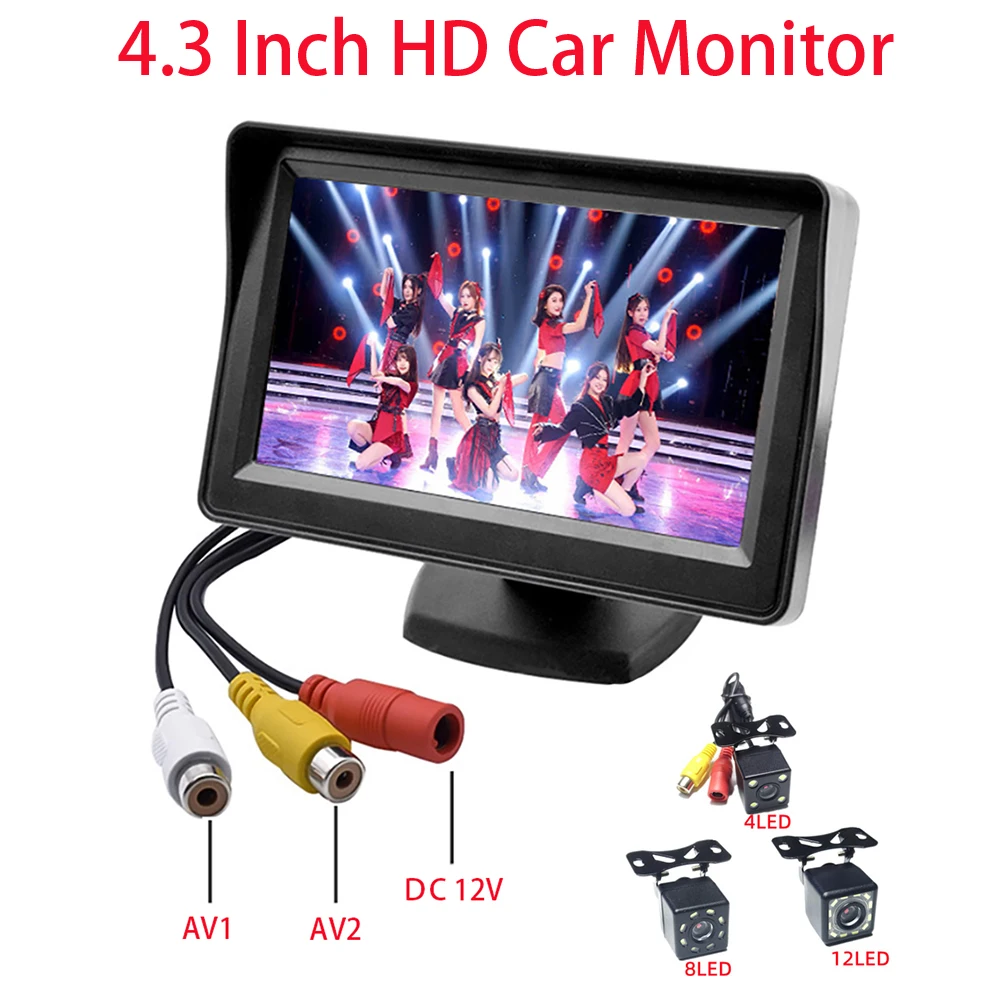 YONGBING Car Monitor 4.3" Screen For Rear View Reverse Camera TFT LCD ...