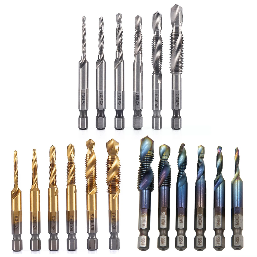 6pcs-M3-M10-HSS-Combination-Drill-Tap-Bit-Set-Screw-Thread-Metric-Tap ...
