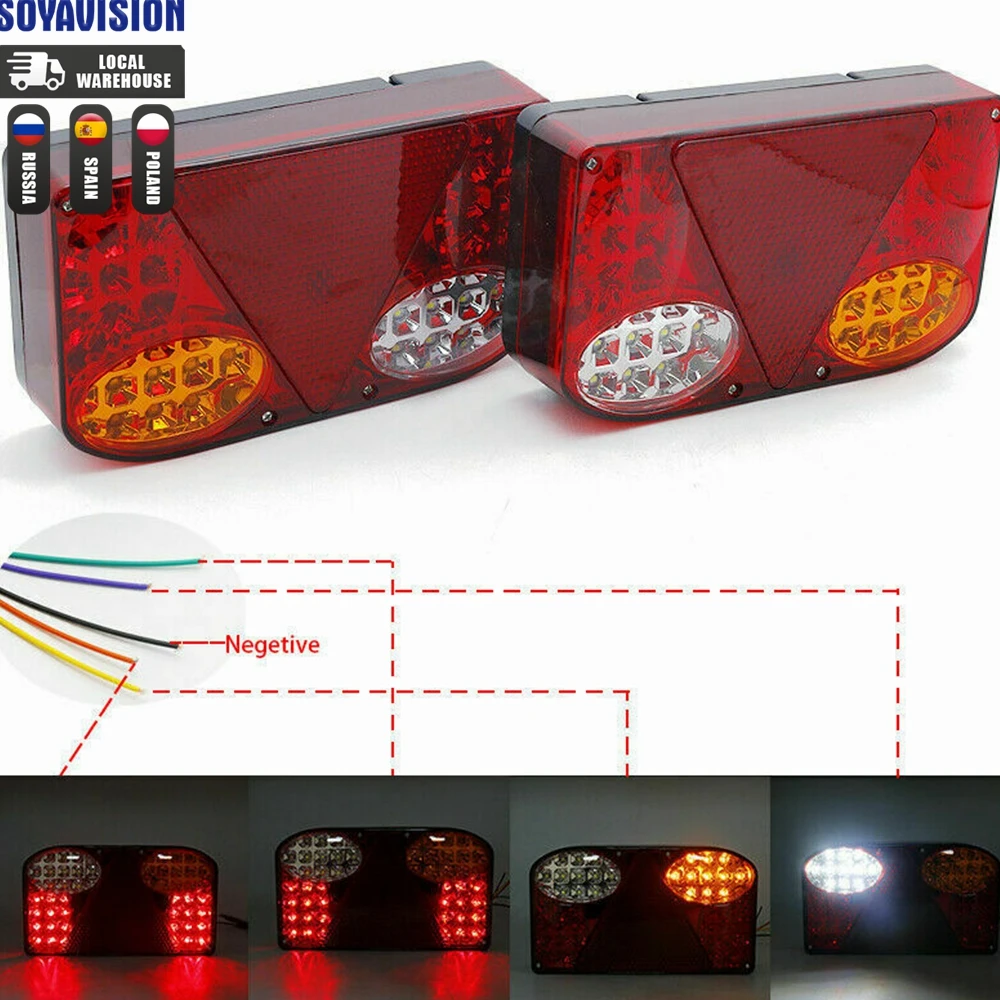 2-Pcs-Waterproof-Car-LED-Warning-Tail-Light-Rear-Lamps-Pair-Boat ...
