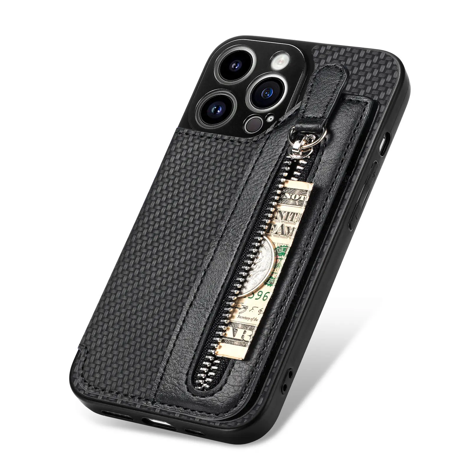 Leather Zipper Wallet Phone Case with 4 Card Slots - Shockproof ...