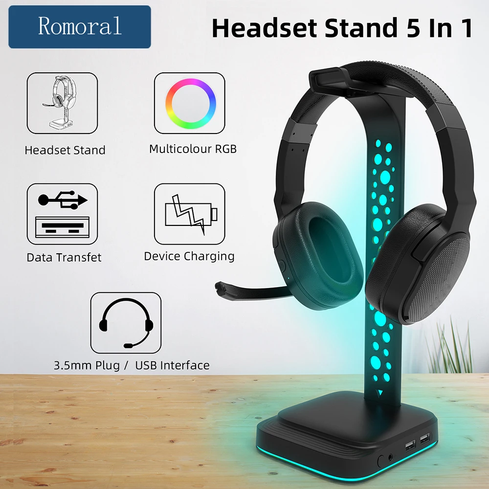 Headphone-Stand-Multicolor-RGB-3-5mm-Headset-Holder-Type-C-2USB-Bracket ...