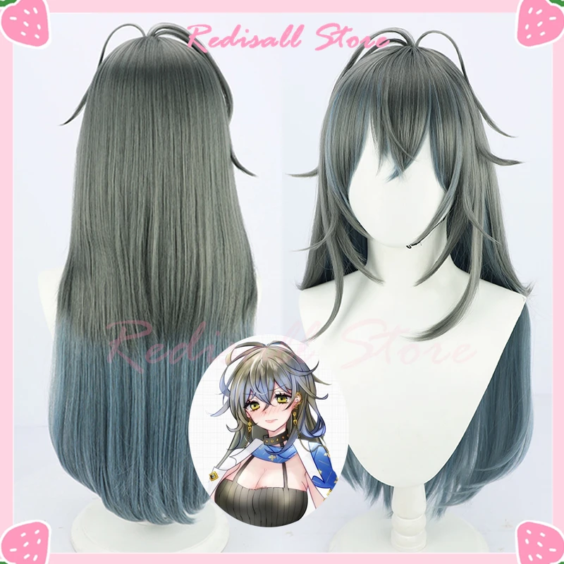75cm-Long-Vtuber-Ike-Eveland-Cosplay-Wig-Gray-Blue-Synthetic-Hair-Heat ...