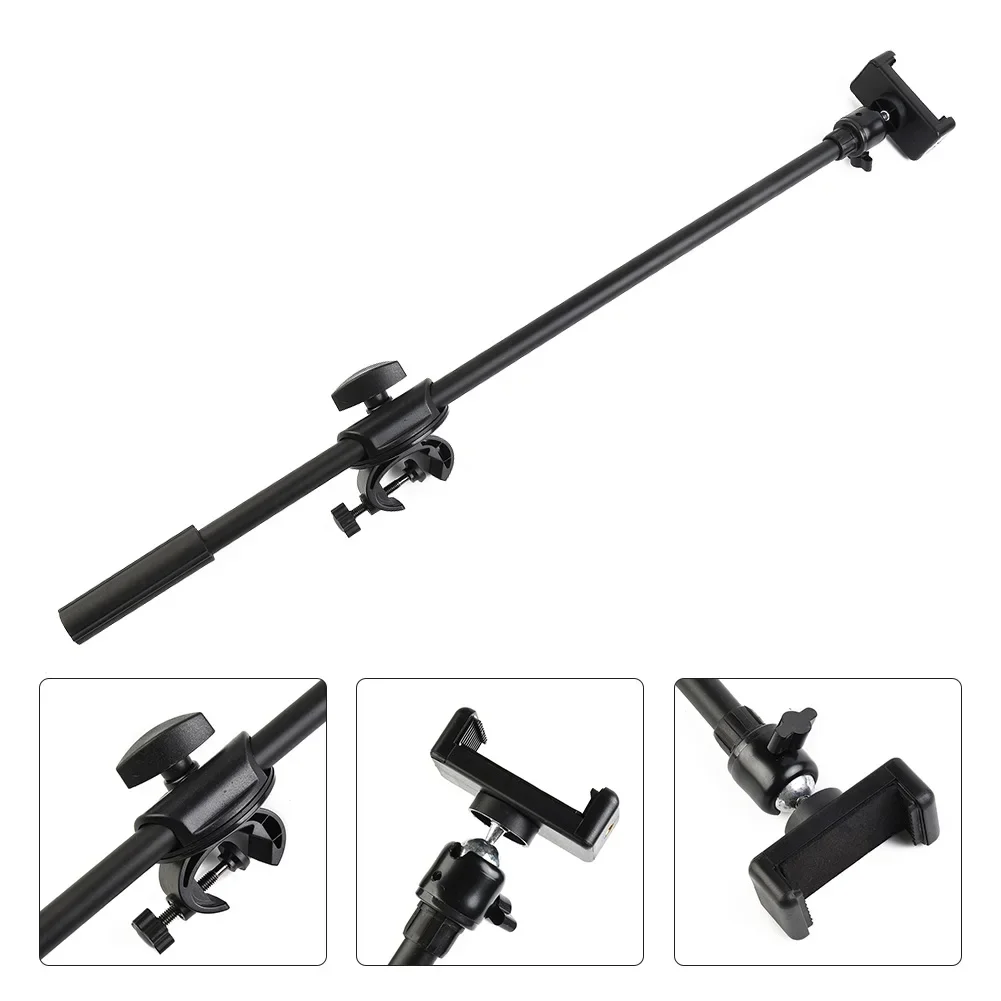 55CM-Adjustable-Rotating-Metal-Microphone-Stand-Crossbar-Arms-Mic-Clip ...