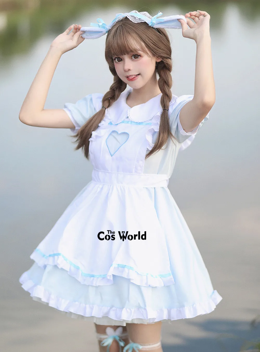 6 Colors S-5XL Japanese Lolita Rabbit Ear Apron Dress Maid Servant ...