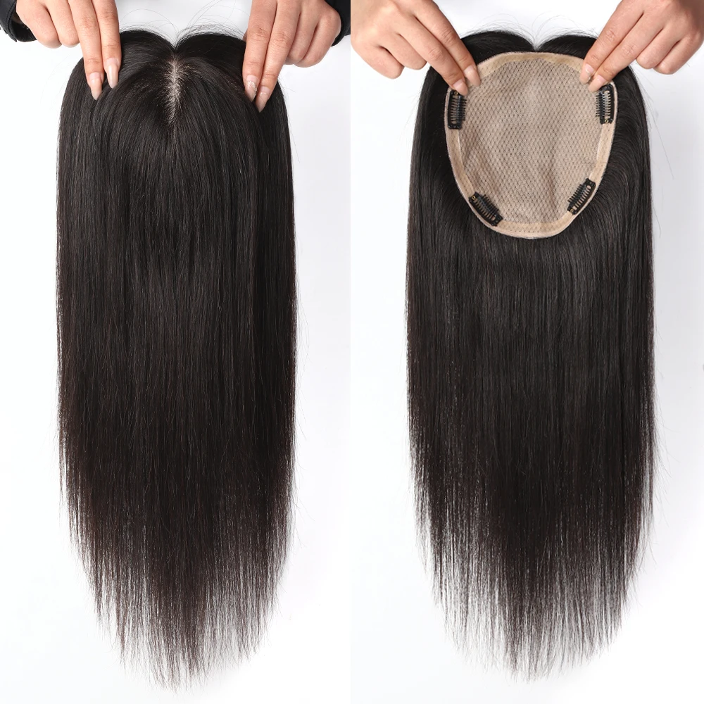 Full Injection 16x18CM Silk Base Virgin Human Hair Topper Realistic ...
