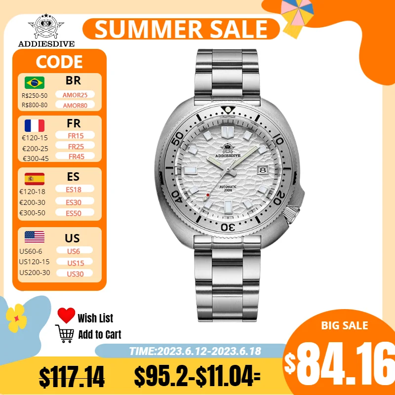 ADDIESDIVE Automatic Mechanical Watch Man Silver Premium Business ...