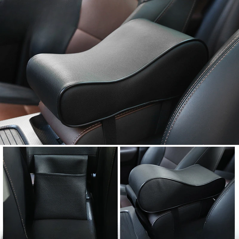 Leather-Car-Central-Armrest-Soft-Pad-Black-Auto-Center-Console-Arm-Rest ...