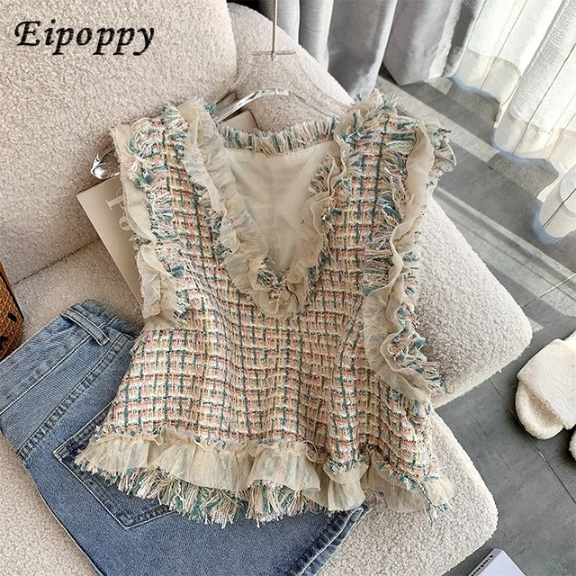 Ruffled Blouse With Vest