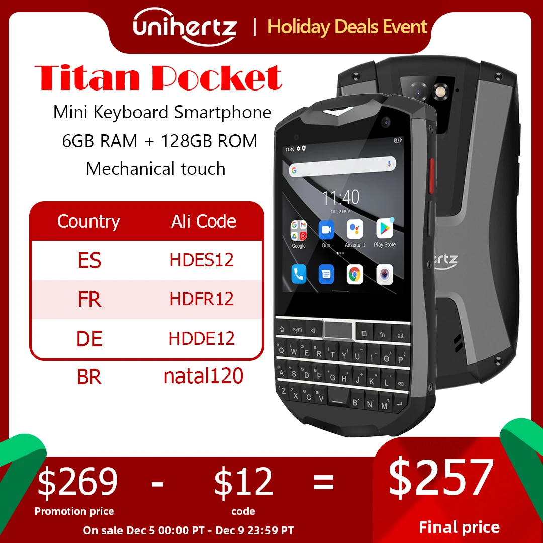 Unihertz Titan Pocket Qwerty Keyboard Small Mobile Phone Smart Phone 4g Android 11 Dual Sim Dual ...