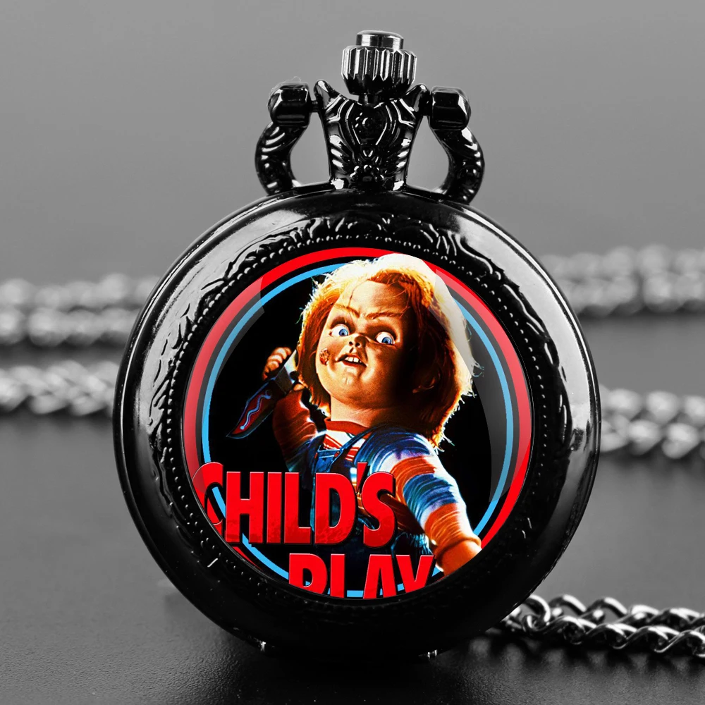Creative Horror Design Glass Dome Quartz Pocket Watch Necklace Pendant ...