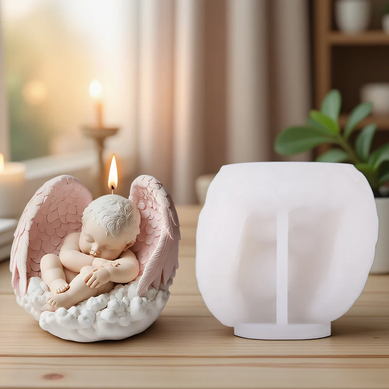 3D cute angel baby candle mold, angel 3D stereo mold, easy to clean ...