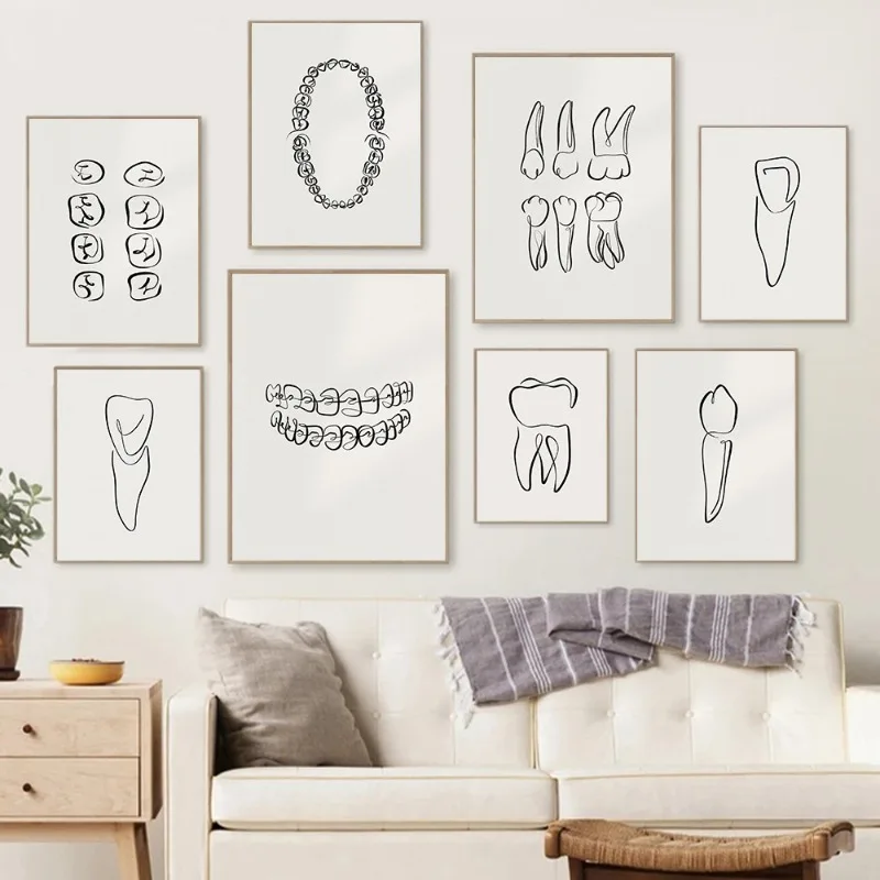 Dental-Drawings-Abstract-Tooth-Line-Art-Poster-Dentistry-Canvas ...