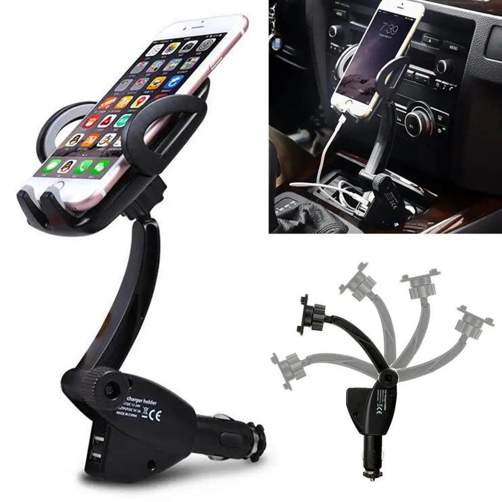 NOTOW-3-IN-1-Dual-USB-Car-Vehicle-Cigarette-Lighter-Mount-Holder-Stand ...