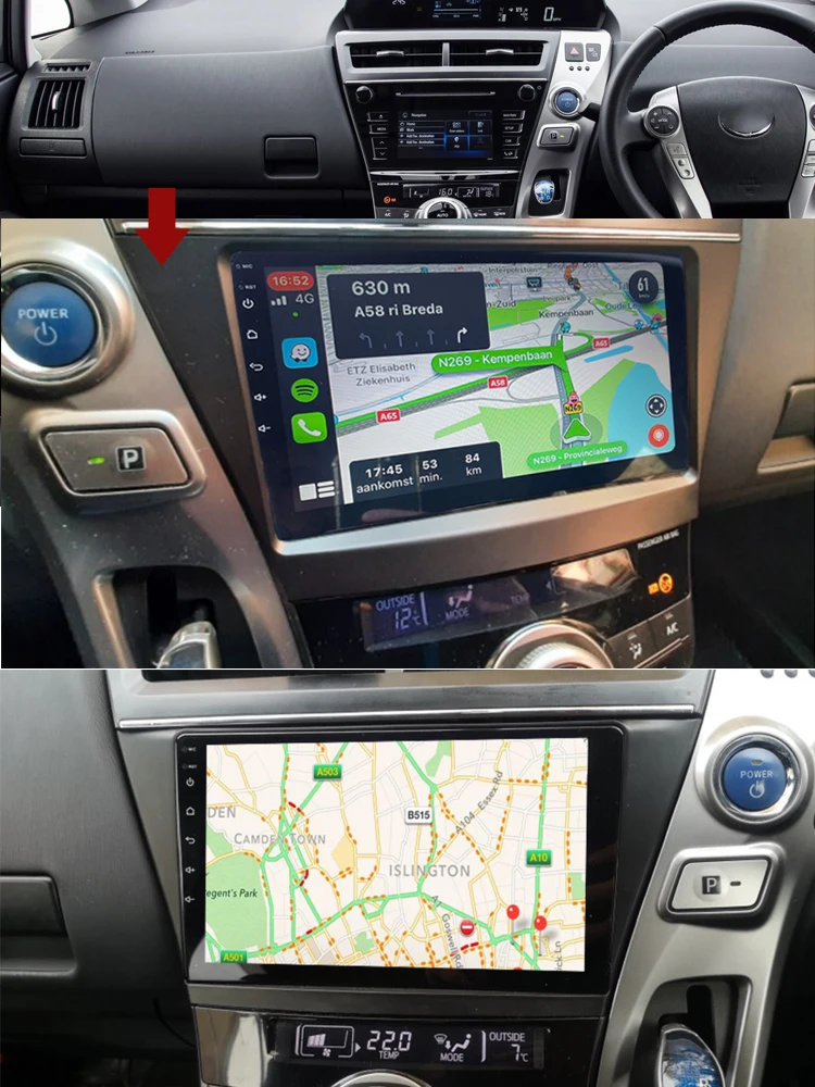 Idoing Car AndroidAuto Carplay Radio Player For Toyota Prius Plus V ...