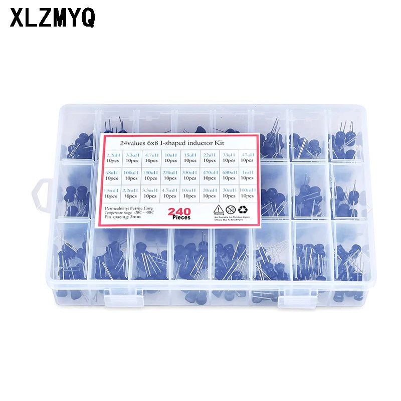 240pcs 6x8mm DIP Power Inductor Set 2.2uH-100mH 24Value x 10pcs 6*8mm ...