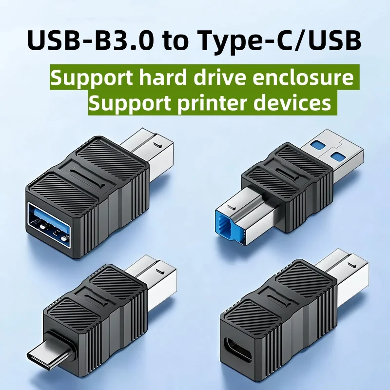 High Speed USB-B 3.0 Printer Adapter B Square Port to Type-C Converter ...