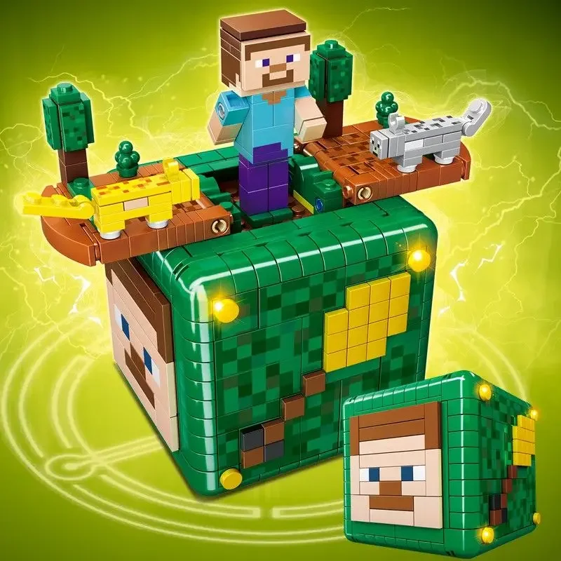 צעצוע בנייה בסגנון מיינקראפט - ערכת קוביות להרכבה עם דמויות - אאוטלט המתנות השוות Atar.co.il