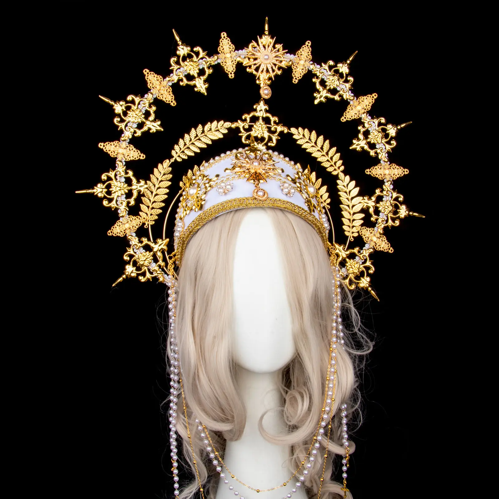 Halo-Crown-Exaggerated-Oversized-Gold-Goddess-Headwear-Mary-Headdress ...