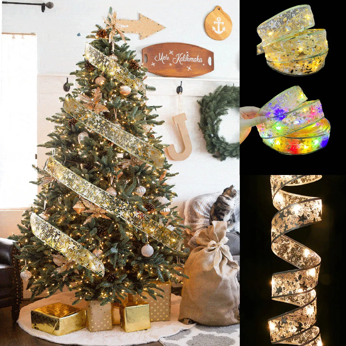 Spot-Satin-Lights-LED-Ribbon-Lights-Christmas-Tree-Decor-String-Lights ...