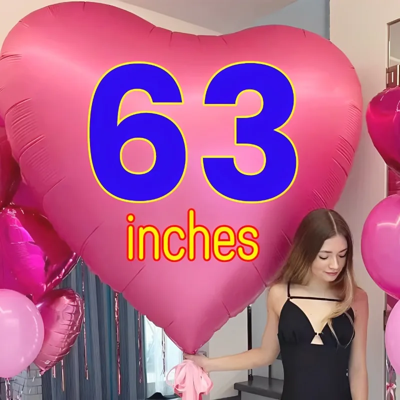 63 Inches Heart Foil Balloons Aluminum Heart Balloon for Birthday Party ...